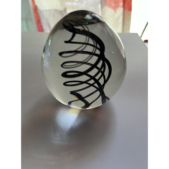 Other | Vintage Black Swirl Orb Glass Paperweight Very Cool For ...